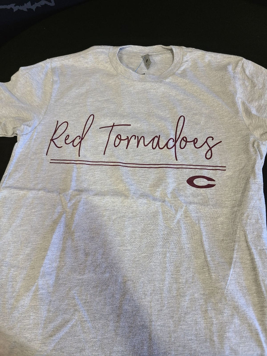 Cursive Red Tornadoes Tee – SketchSHE Branding llc